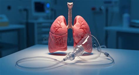 Respiratory System Model With Oxygen Mask In Medical Setting A Visual
