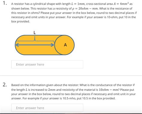 Solved 1 A Resistor Has A Cylindrical Shape With Length L
