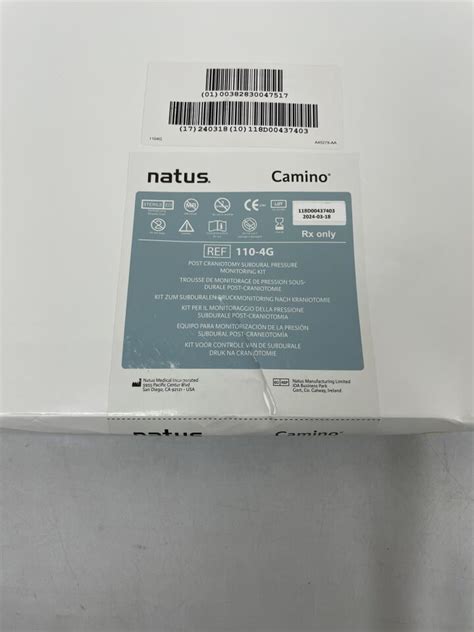 Nuevo Natus 110 4g Camino Post Craniotomy Subdural Pressure Monitoring Catheter Kit Disposables