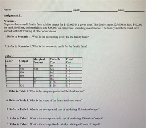 solved name class date assignment 8 scenario suppose that