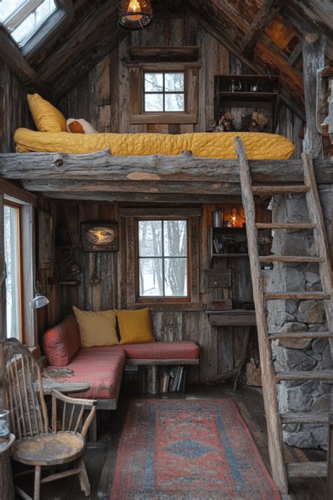Cozy Small Cabin With Loft Interior Perfect Retreat For Serenity