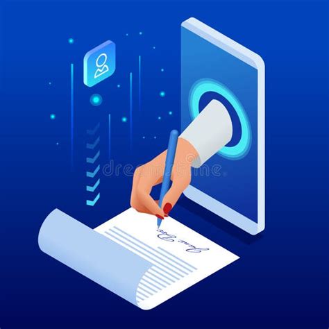Isometric Electronic Signature Concept Electronic Document Digital