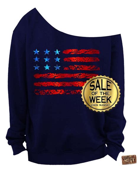 American Flag Ladies Slouchy Sweatshirt 4th Of July Shirt Usa