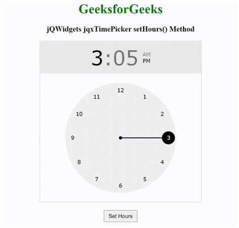 Jqwidgets Jqxtimepicker Sethours 方法 码农参考