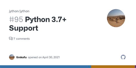 Python 37 Support · Issue 95 · Jythonjython · Github