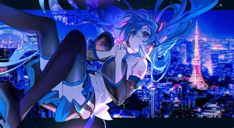 Rumoon Hatsune Miku Vocaloid Light Highres 1girl Absurdly Long