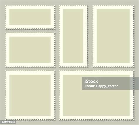빈 우표의 크리에이 티브 벡터 일러스트 레이 션에 고립 된 배경 설정 예술 디자인 서식 파일을 귀하의 이미지와 텍스트에 대 한 장소 메일 엽서에 대 한 추상적인 개념 그래픽