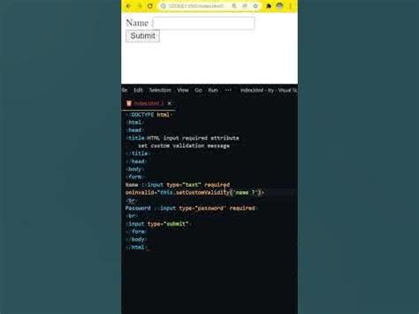 HTML Form Input Required Attribute Set Custom Validation Message In