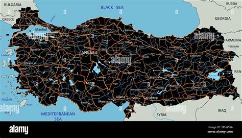 High Detailed Turkey Road Map With Labeling Stock Vector Image And Art Alamy