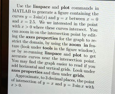 Solved Use The Linspace And Plot Commands In Matlab To Generate A