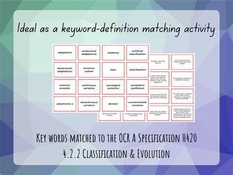 Classification And Evolution Ocr Key Words Teaching Resources