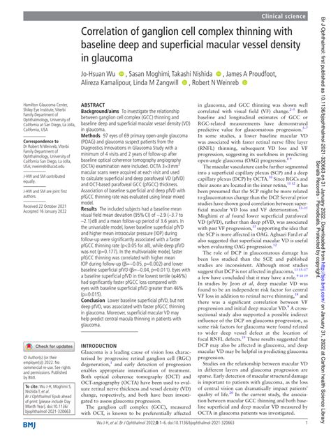 Pdf Correlation Of Ganglion Cell Complex Thinning With Baseline Deep And Superficial Macular