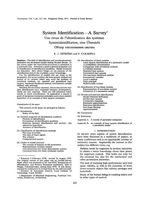 Automatica 1970 Pdf Least Squares Mathematical Optimization
