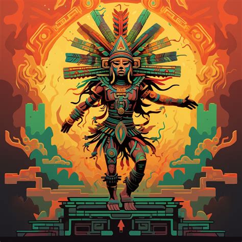 Aztec God Of Sun Mayan Wall Art Aztec Digital Print Mythological