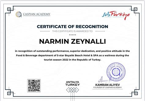 Narmin Zeynalli On Linkedin Certificate Is Awarded For Succesful Completion Of Practical Training…