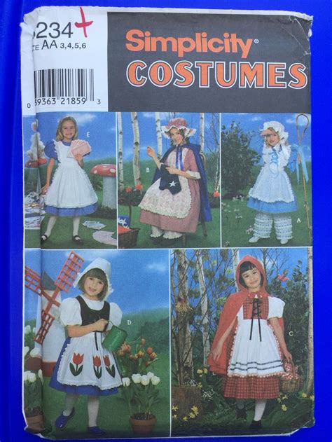 Simplicity 8234 Costume Sizes 3 4 5 6 1998 Costume Patterns Girl Costumes Simplicity