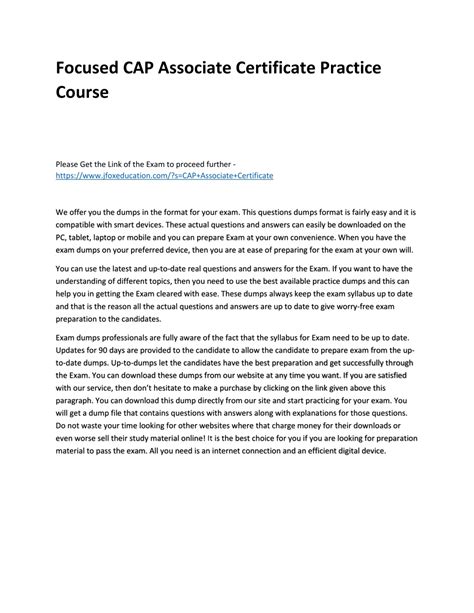 Ppt Focused Cap Associate Certificate Practice Course Powerpoint