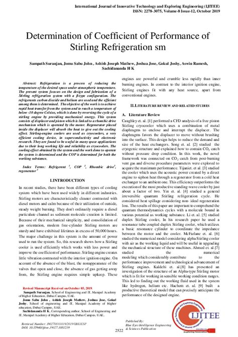 Pdf Determination Of Coefficient Of Performance Of Stirling