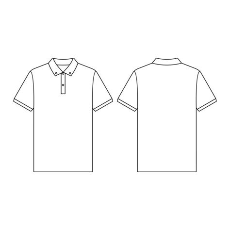 Template Polo Shirt Button Down Vector Illustration Flat Design Outline Template Clothing