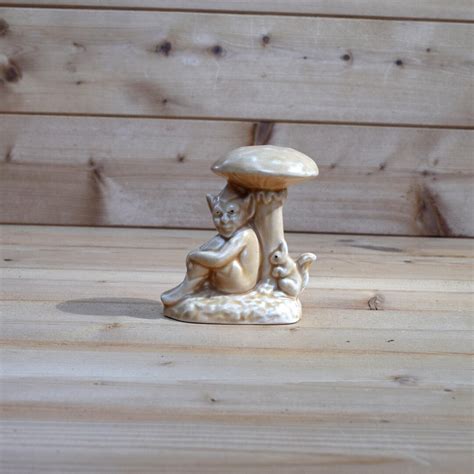Sylvac Lucky Pixie 1420 Pixie With Squirrel Under A Toadstool Etsy