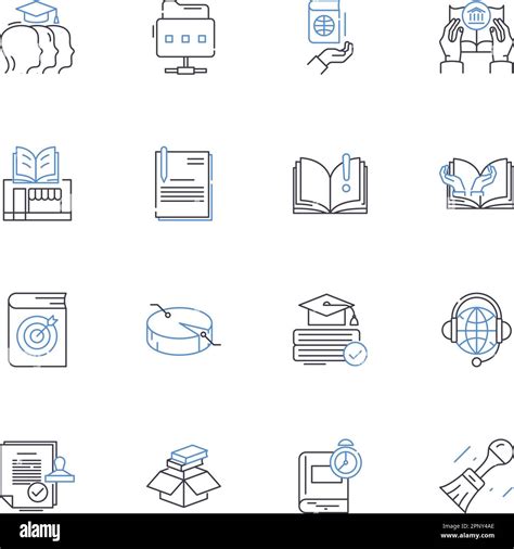 Development Line Icons Collection Progress Growth Advancement