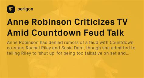 Anne Robinson Criticizes Tv Amid Countdown Feud Talk Perigon