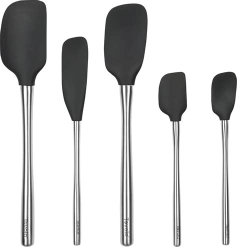 Tovolo 5 Piece Stainless Steel And Silicone Spatula Set Black Standard And Mini