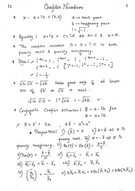 Complex Numbers Lecture Notes And Practice Materials Calculus 1