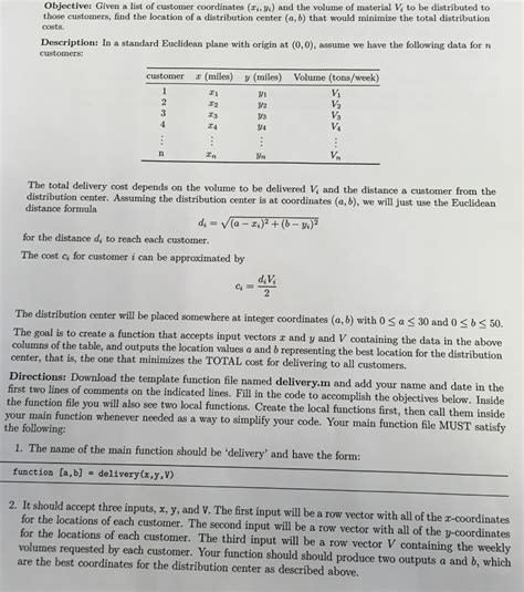 solved objective given a list of customer coordinates xi