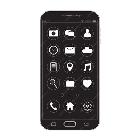 검은 색 스마트 폰 그리기 개요 프리미엄 벡터