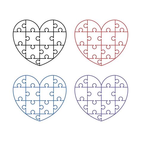Corazón Rompecabezas Contorno Estilo Conjunto 57966822 Vector En Vecteezy