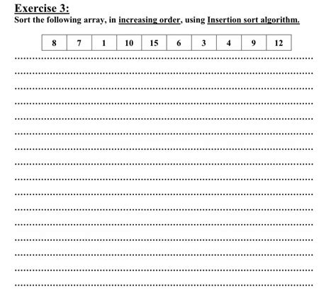 solved exercise 3 sort the following array in increasing