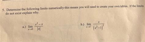 Solved 5 Determine The Following Limits Numerically This