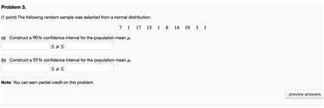 Solved Problem Point The Following Random Sample Was Chegg