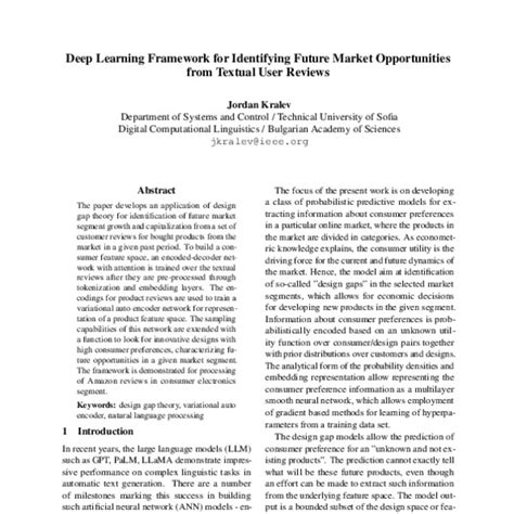 Deep Learning Framework For Identifying Future Market Opportunities From Textual User Reviews