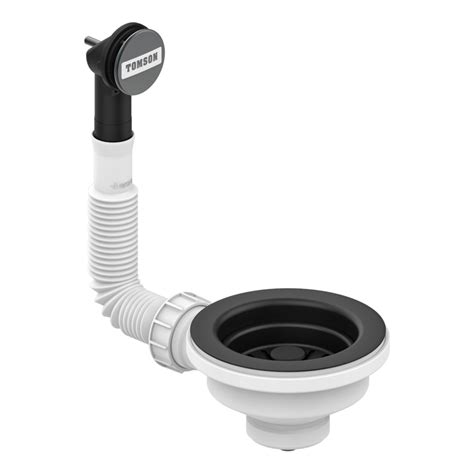 Единичен сифон Ф90 с преливник бял Композитни кухненски мивки Томсън ЕООД