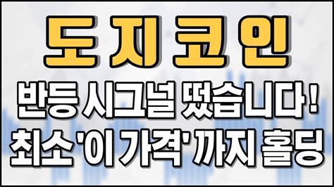 도지코인 반등 시그널 떴습니다 최소 이 가격 까지 홀딩 Youtube