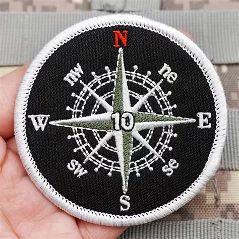 Compass Black And White Embroidery Patch Hook And Loop Defence Q Store
