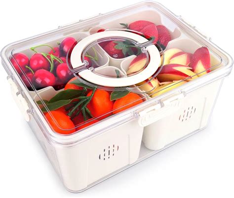 Airtight Fruit Storage Containers For Fridge 4 Compartment