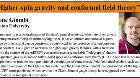 Higher Spin Gravity And Conformal Field Theory Topic Of Hamilton