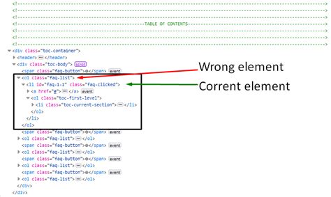 Javascript Expand The Current List In Table Of Contents Stack Overflow