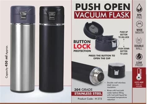 Capacity 750 Ml H273 Push Open Vacuum Flask With Button Lock