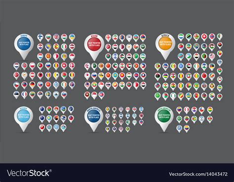 Set Of Pointers For A Map With Flags All Vector Image