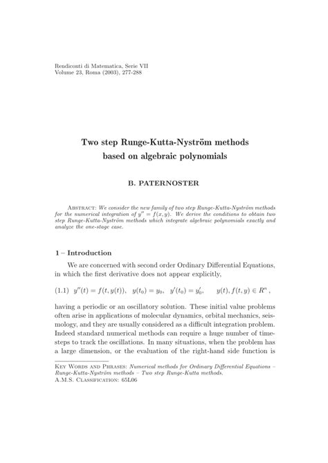 pdf two step runge kutta nyström methods based on algebraic polynomials