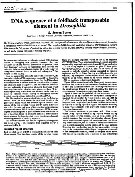 Pdf Dna Sequence Of A Foldback Transposable Element In Drosophila