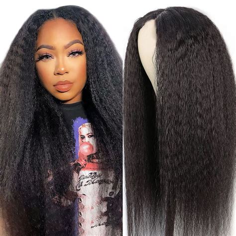 Glueless Human Hair Wigs Kinky Straight Hair Glueless Wigs Yaki Hair P