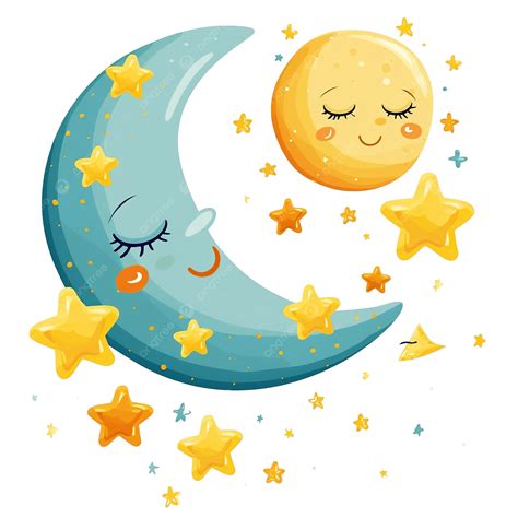 Sleeping Time Objects Clip Art Cartoon Moon And Stars Sleep Night