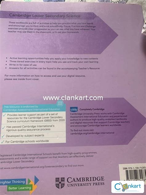Buy Cambridge Lower Secondary Science Workbook 8 With Digital Access