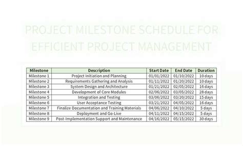 Project Milestone Schedule For Efficient Management Excel Template