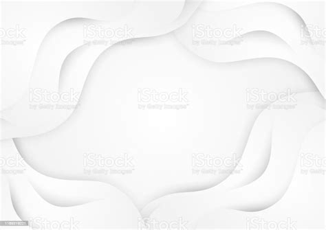 Abstract Circle Blank Paper White And Gray Tone Vector Background Wave Overlapping With Shadow